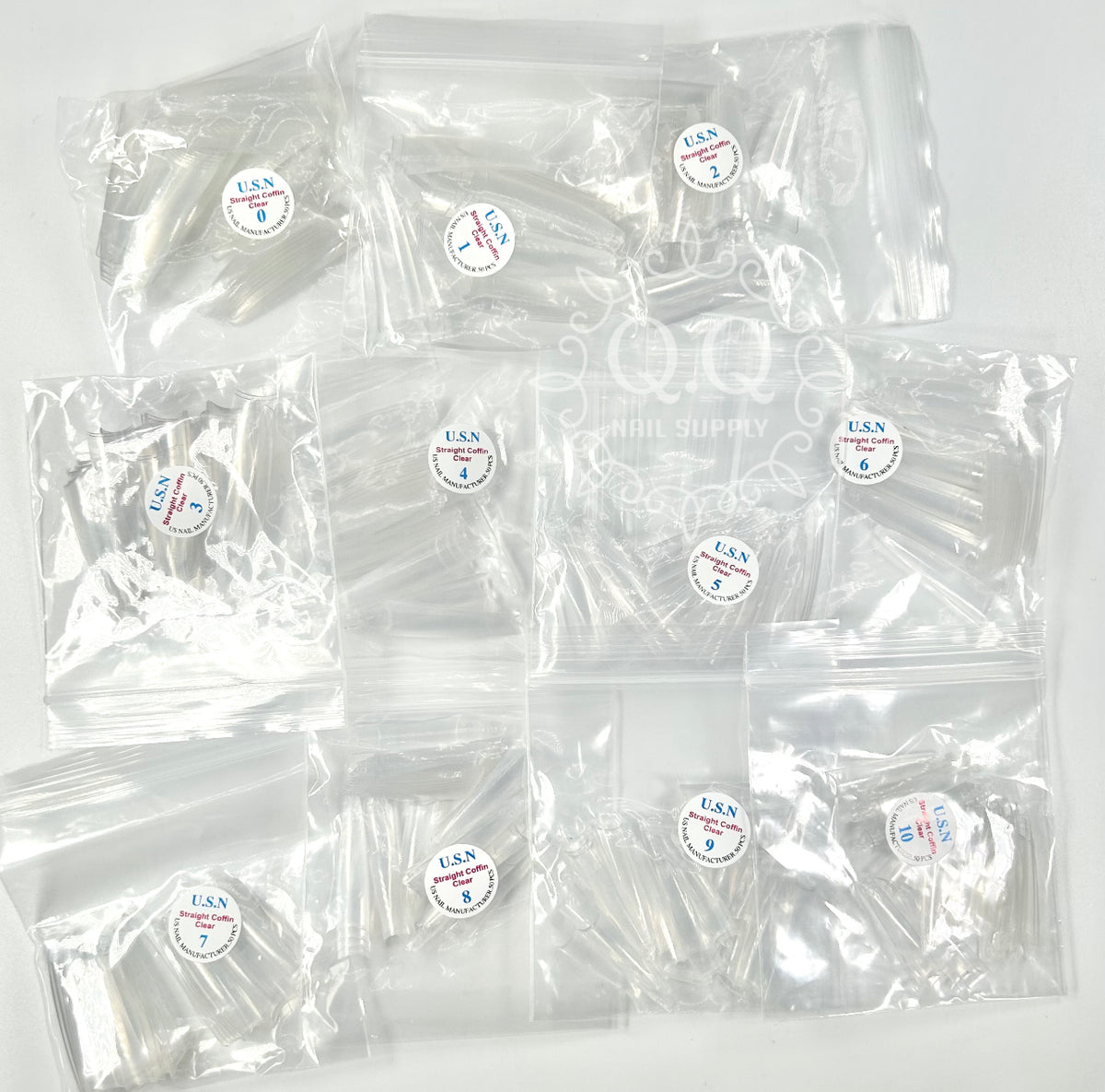 USN Clear Straight Coffin Tips (All Sizes) – QQ Nail Supply